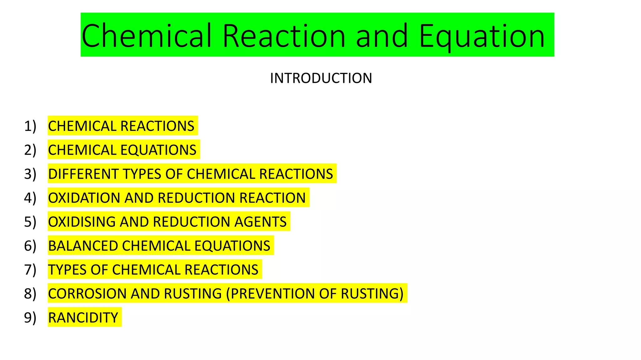 Chemical reaction and equation | PPTX | Chemistry | Science