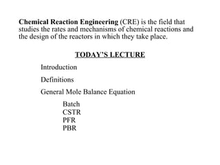Chemical reaction engineering | PPT