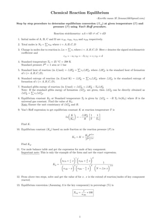 Chemical Reaction Equilibrium | PDF