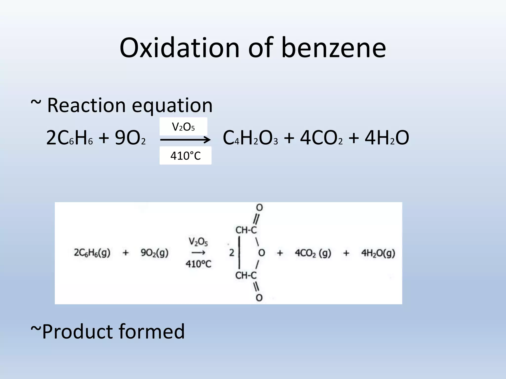 Chemical reaction and application of benzene | PPTX