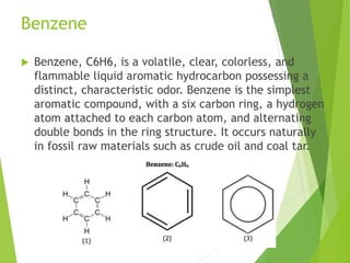 Chemical reaction and application of benzene | PPTX
