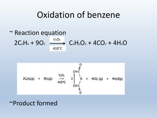 Chemical reaction and application of benzene | PPTX