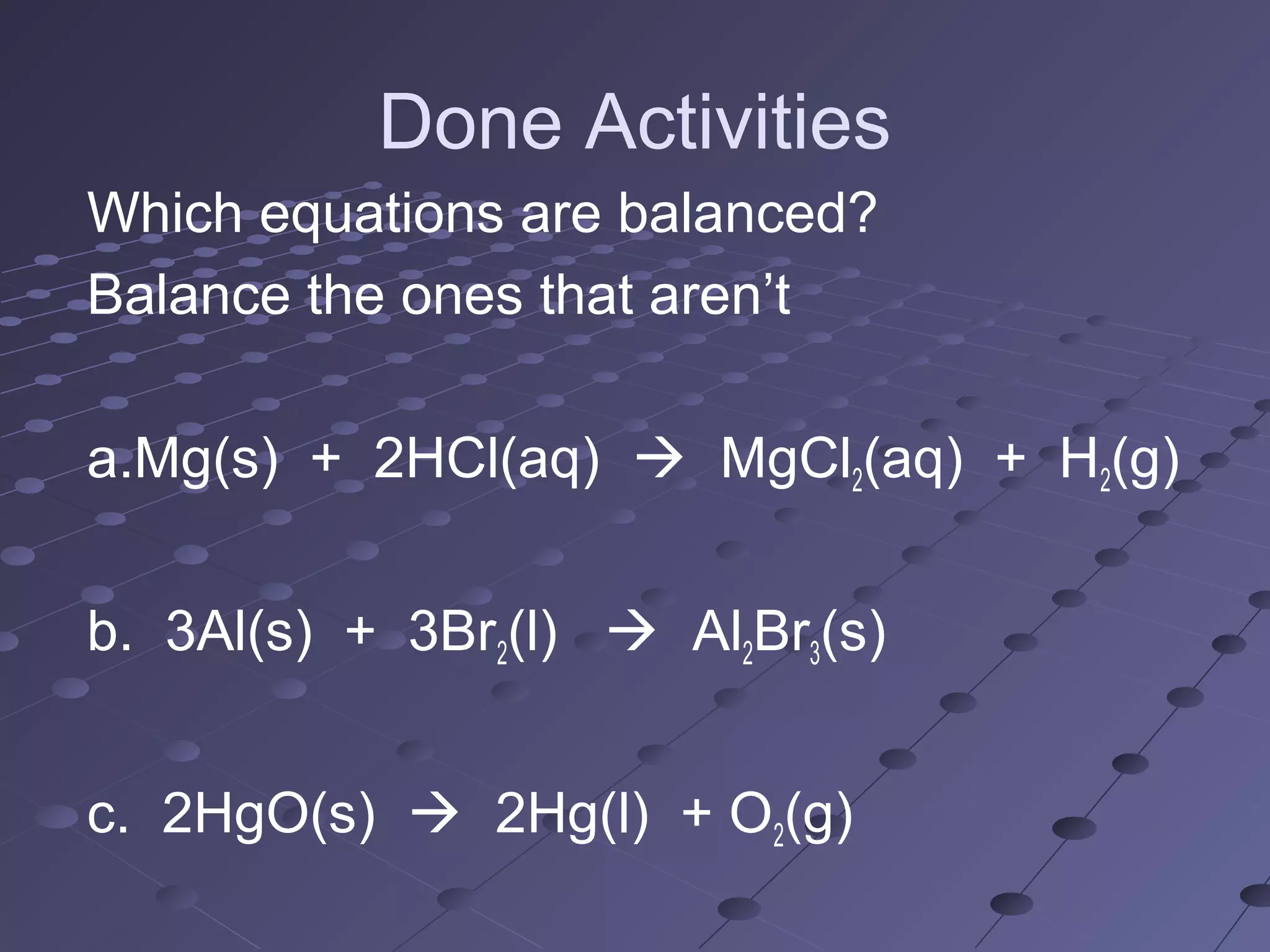 Chemical reactions and balancing equations | PPT