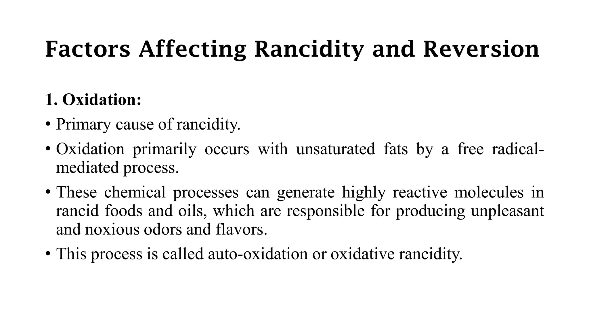 Chemical reactions and rancidity of fats | PDF