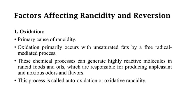 Chemical reactions and rancidity of fats | PDF