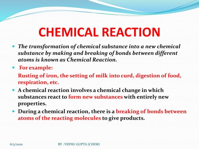Chemical reactions and their characteristics | PPTX | Chemistry | Science