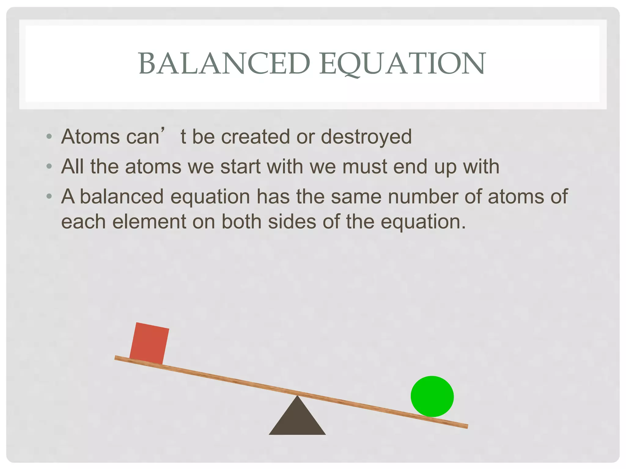 Chemical reactions balancing | PPT