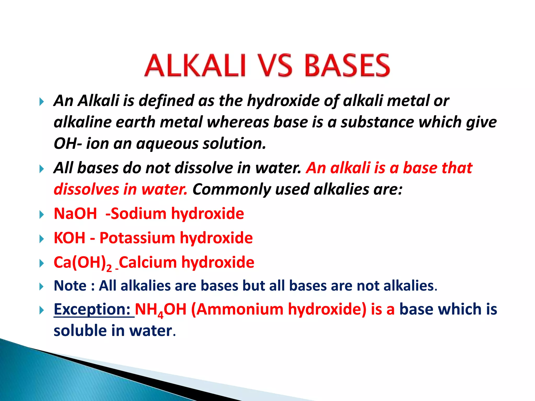 Chemical reactions of acids and bases | PPTX