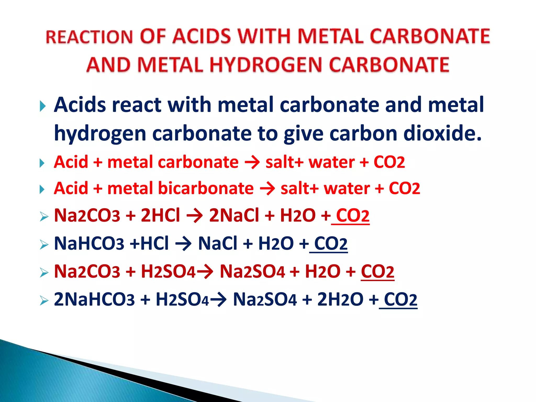 Chemical reactions of acids and bases | PPTX