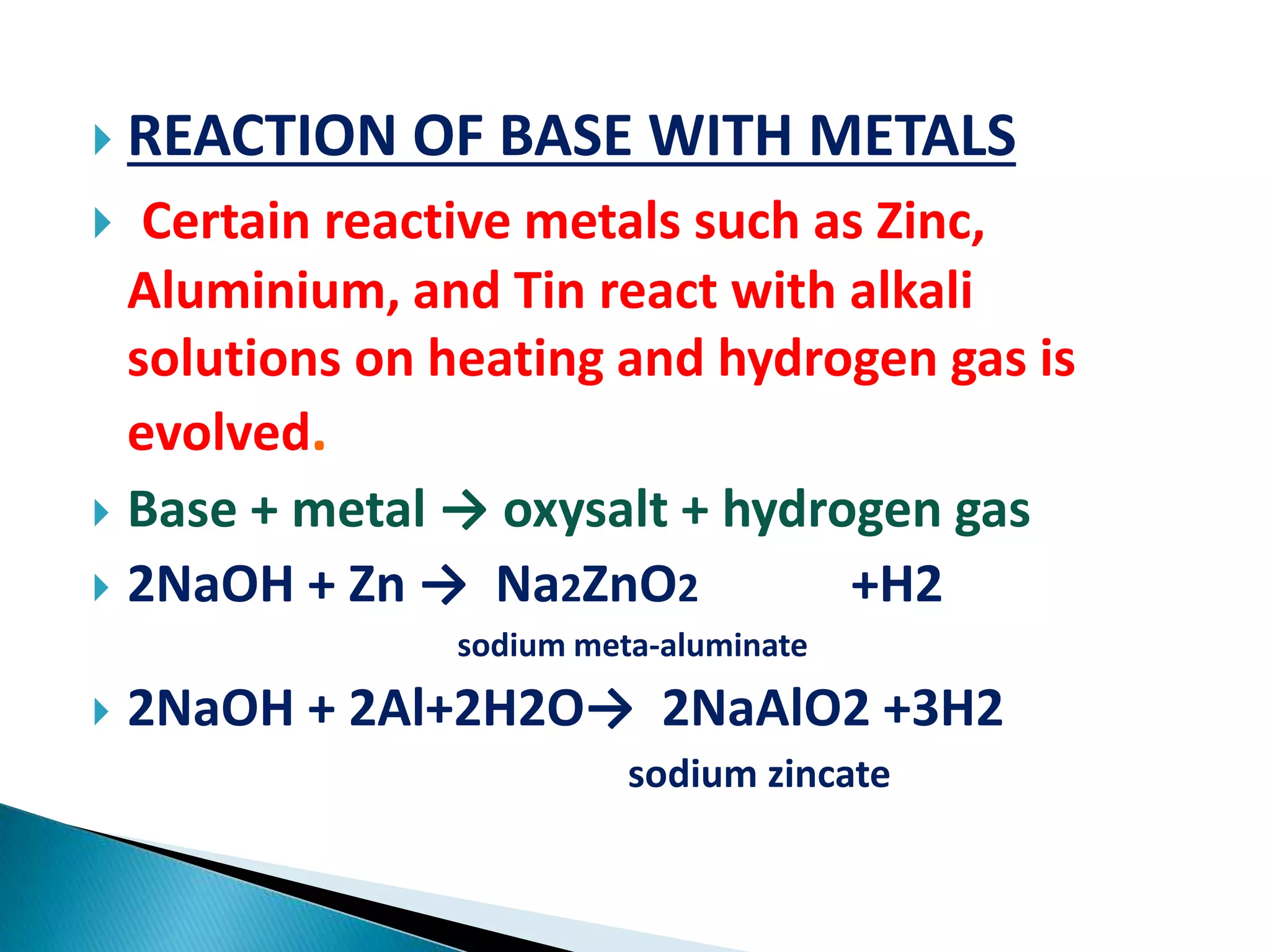 Chemical reactions of acids and bases | PPTX