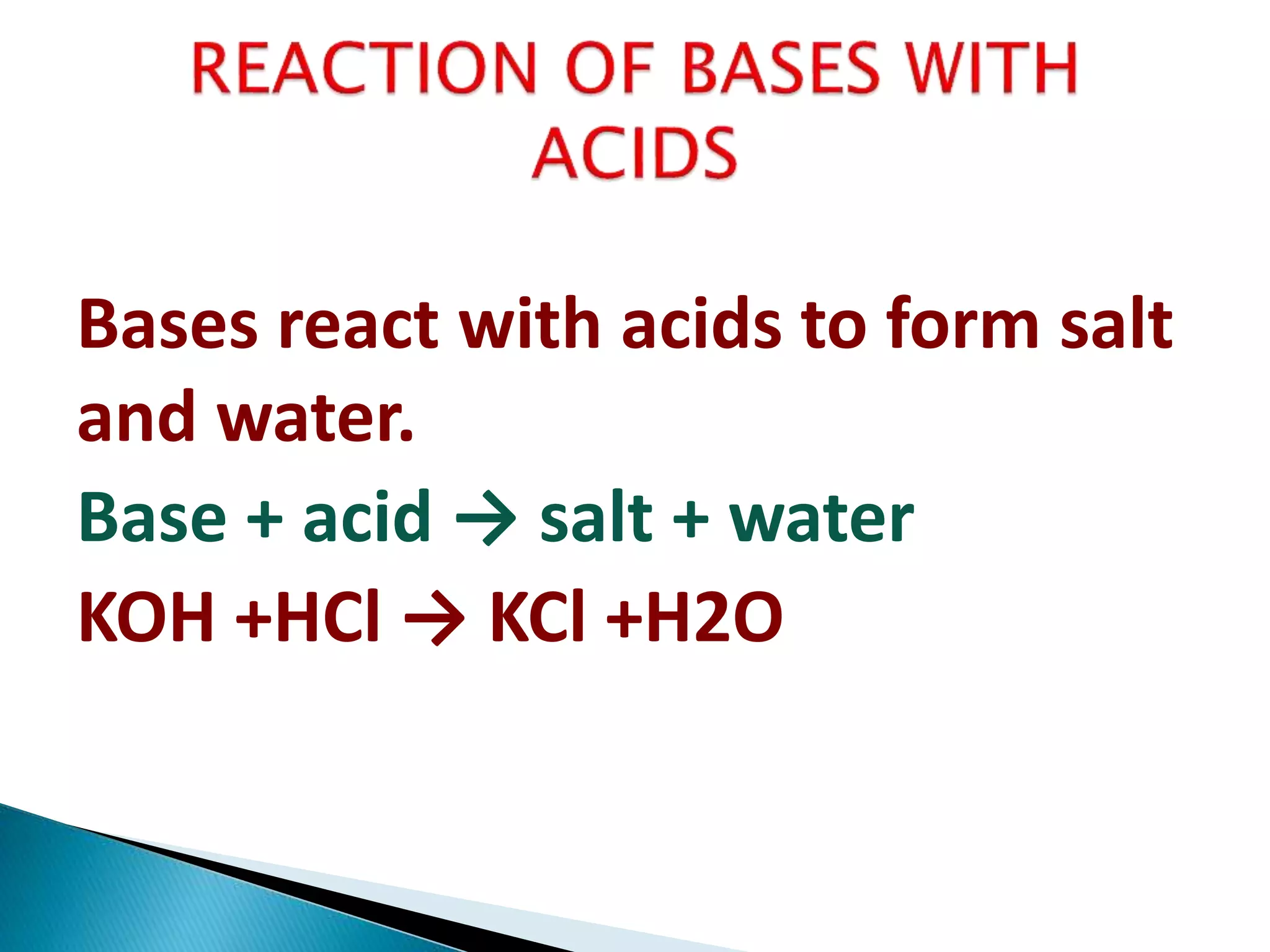 Chemical reactions of acids and bases | PPTX