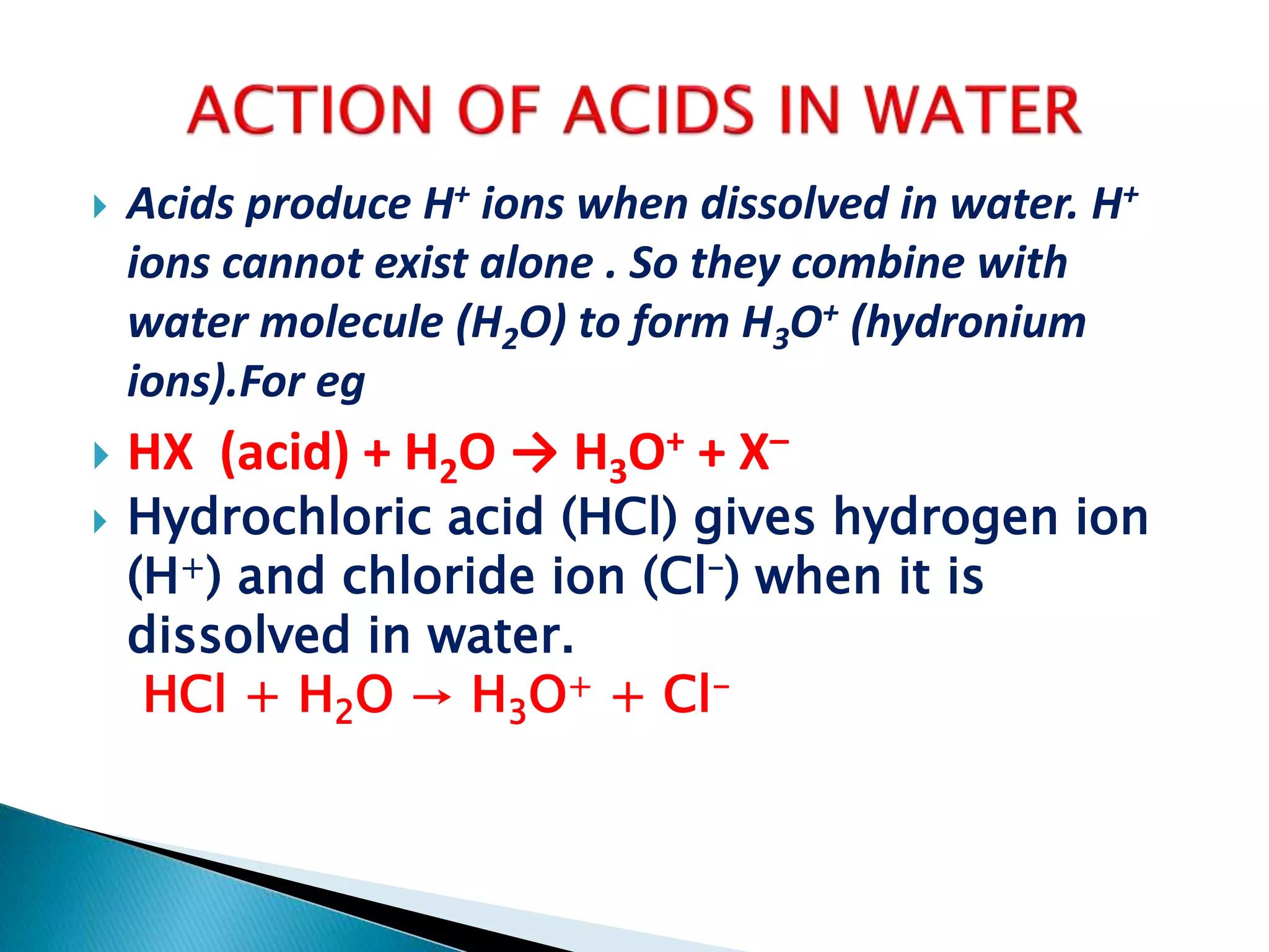 Chemical reactions of acids and bases | PPTX