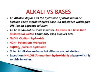 Chemical reactions of acids and bases | PPTX