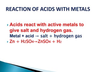 Chemical reactions of acids and bases | PPTX