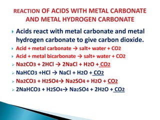 Chemical reactions of acids and bases | PPTX