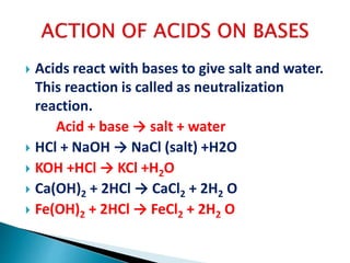 Chemical reactions of acids and bases | PPTX