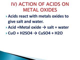 Chemical reactions of acids and bases | PPTX