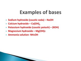 Chemical reactions of acids and bases | PPTX