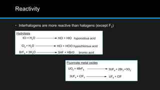 Chemical reactions of interhalogens | PPTX