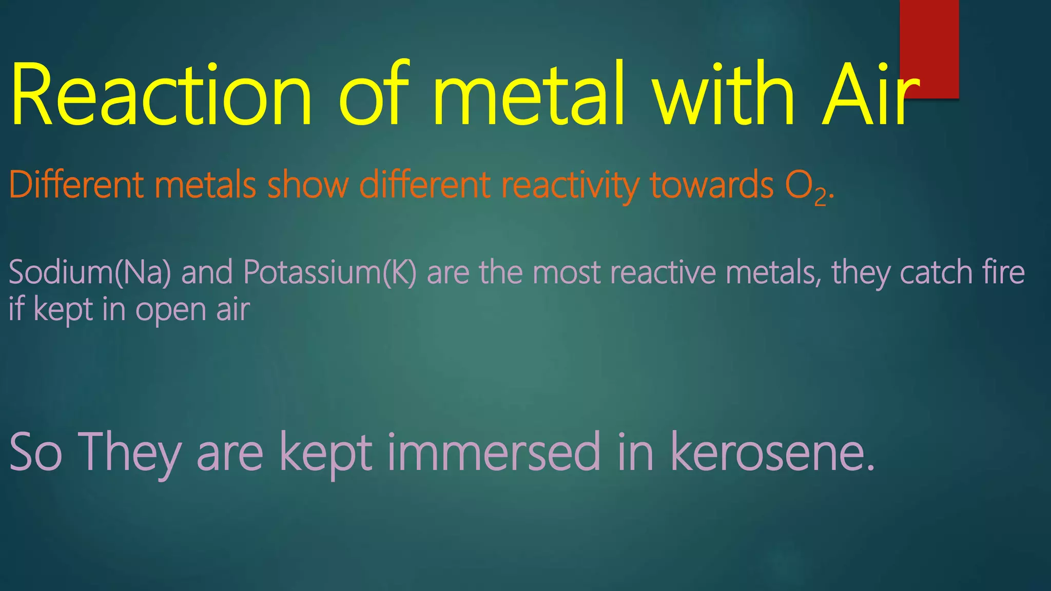 Chemical reactions of Metal for Class 10th CBSE | PPTX