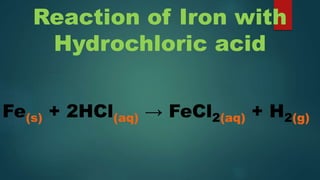 Chemical reactions of Metal for Class 10th CBSE | PPTX