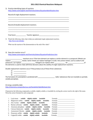 Chemical reaction webquest | DOCX