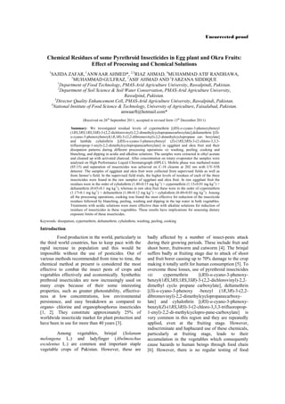 Chemical residues of some pyrethroid insecticides in egg plant and okra fruits | PDF ...