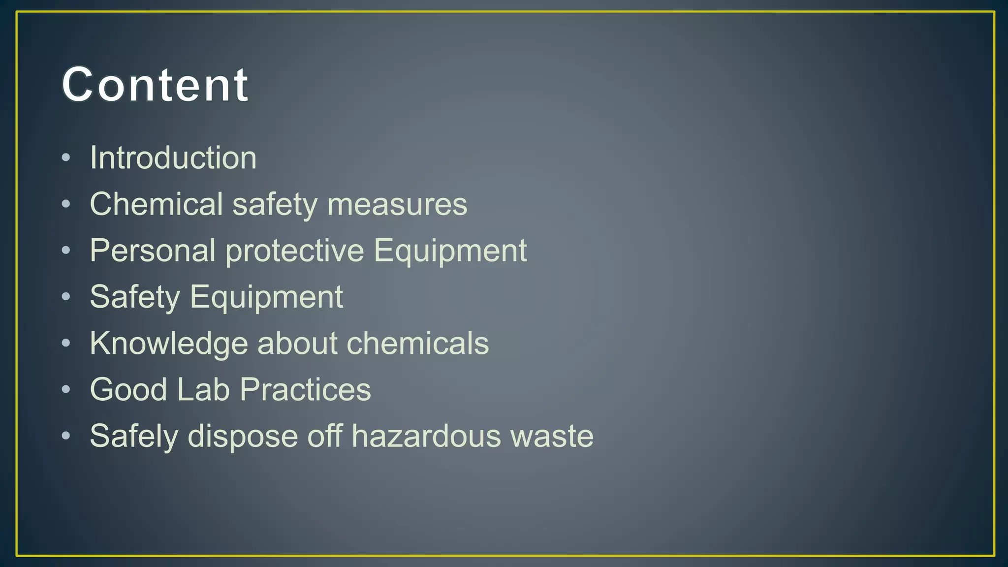 Chemical safety measueres and disposal of hazordous waste | PPTX