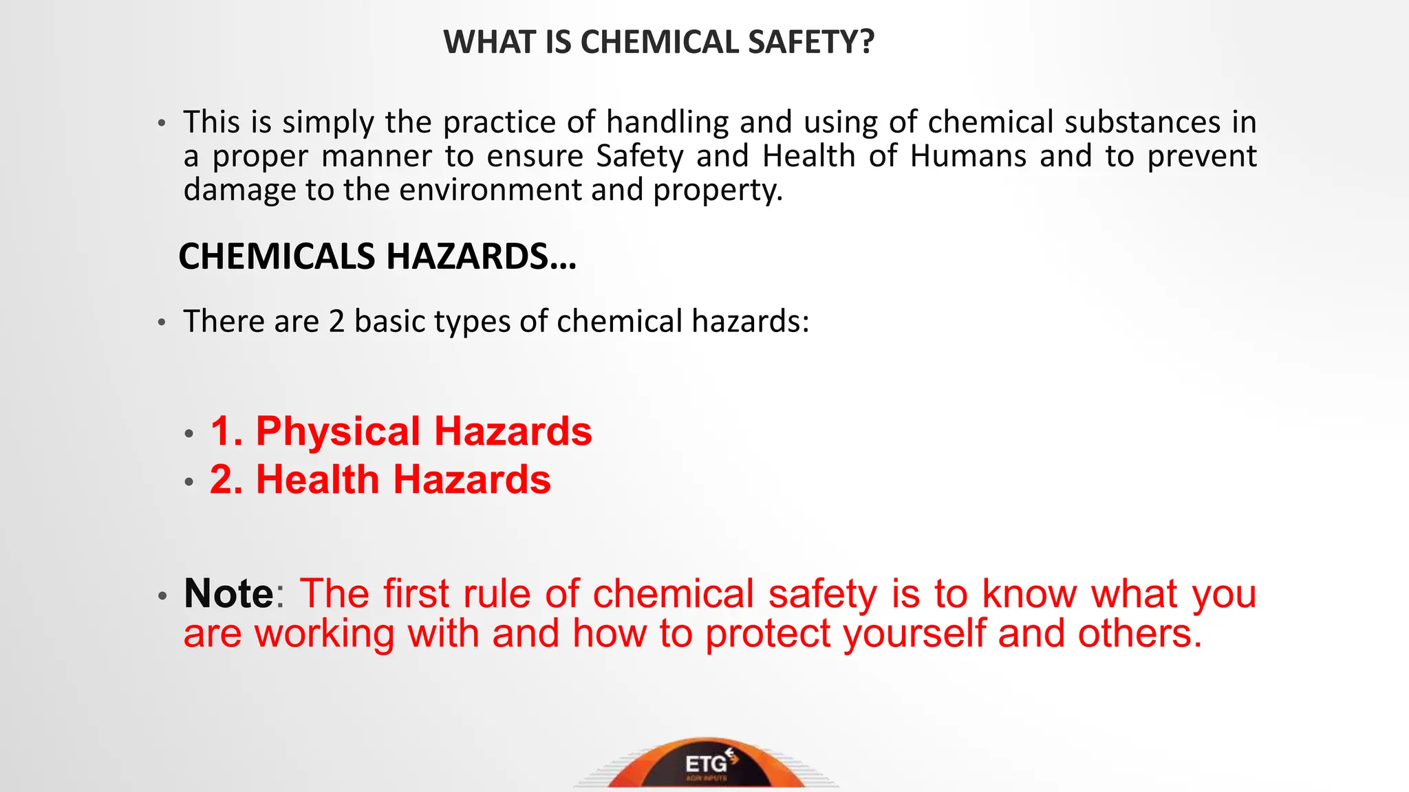 Chemical safety presentation for chemicals | PPTX