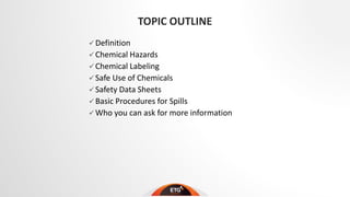 Chemical safety presentation for chemicals | PPTX