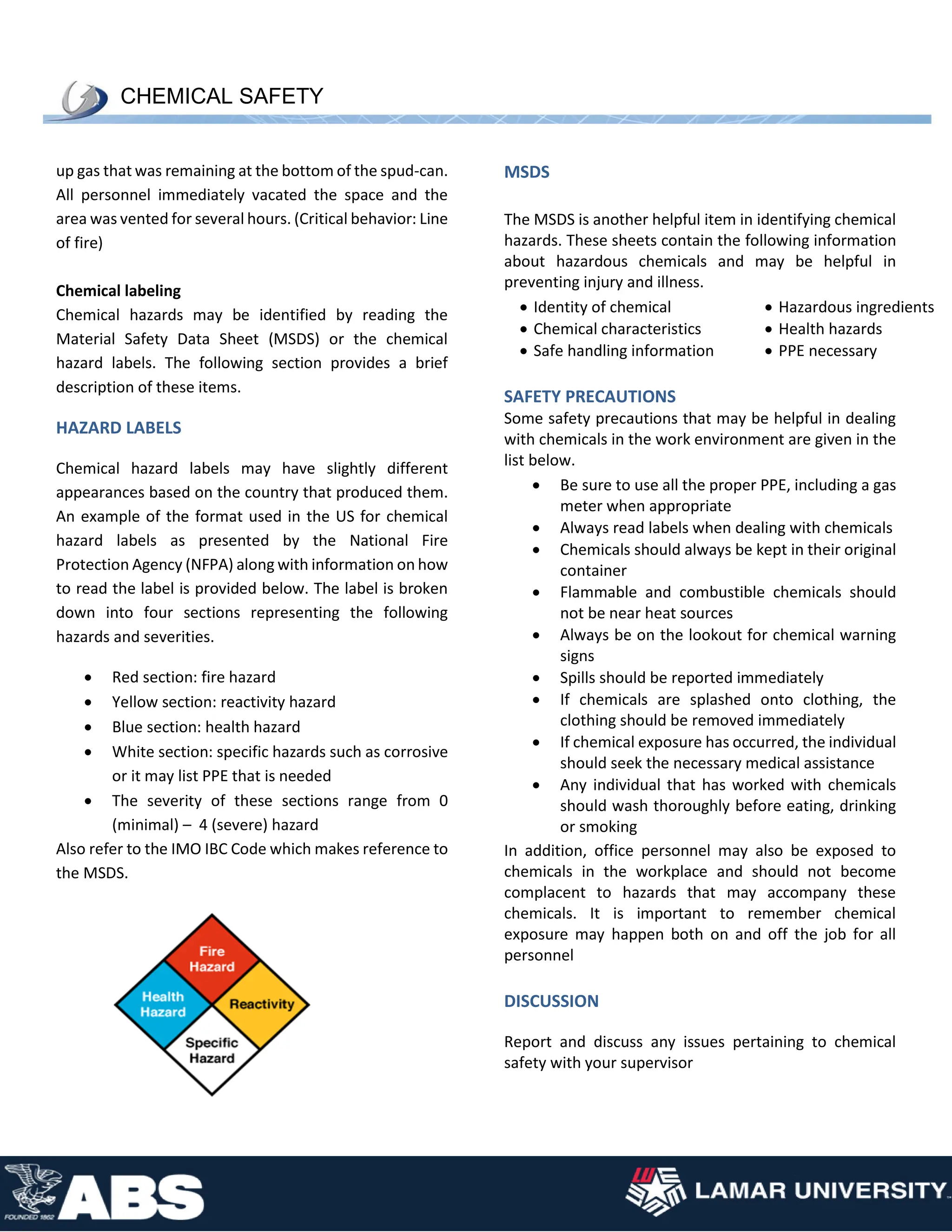 Chemical Safety Tool Box Talk. safety pdf ppt | PDF