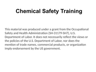 Chemical Safety Training "Safe Handling and Hazard Awareness" | PPTX
