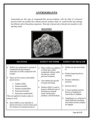 CHEMICALS AND PRESERVATIVES USED IN SNACK FOOD AND THEIR EFFECT ON FOOD ...