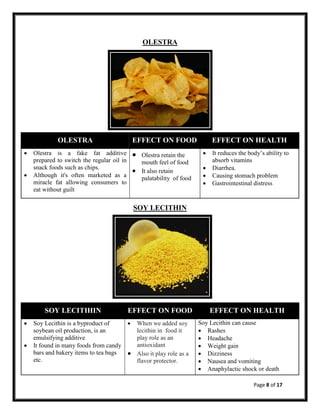 CHEMICALS AND PRESERVATIVES USED IN SNACK FOOD AND THEIR EFFECT ON FOOD ...