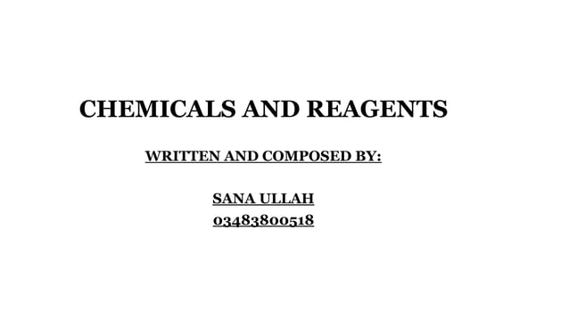 Chemicals and reagents pdf | PDF