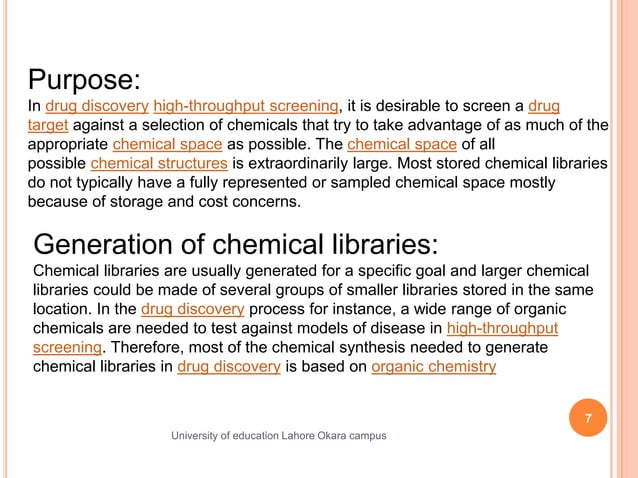 Chemical space & chemical library | PPTX | Pharmaceutical Industry ...
