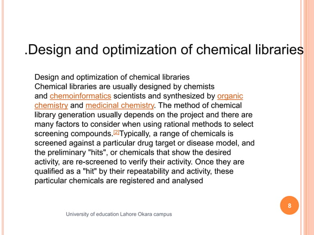 Chemical space & chemical library | PPTX | Pharmaceutical Industry ...