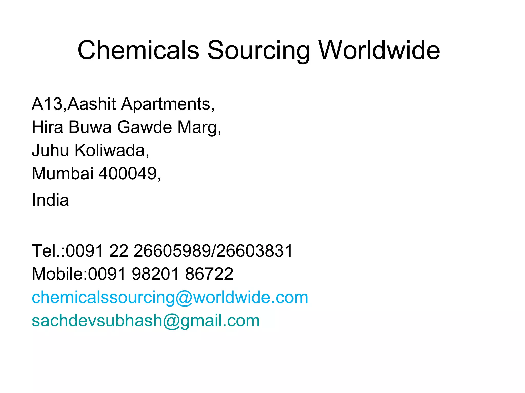 Chemicals sourcing worldwide | PPT