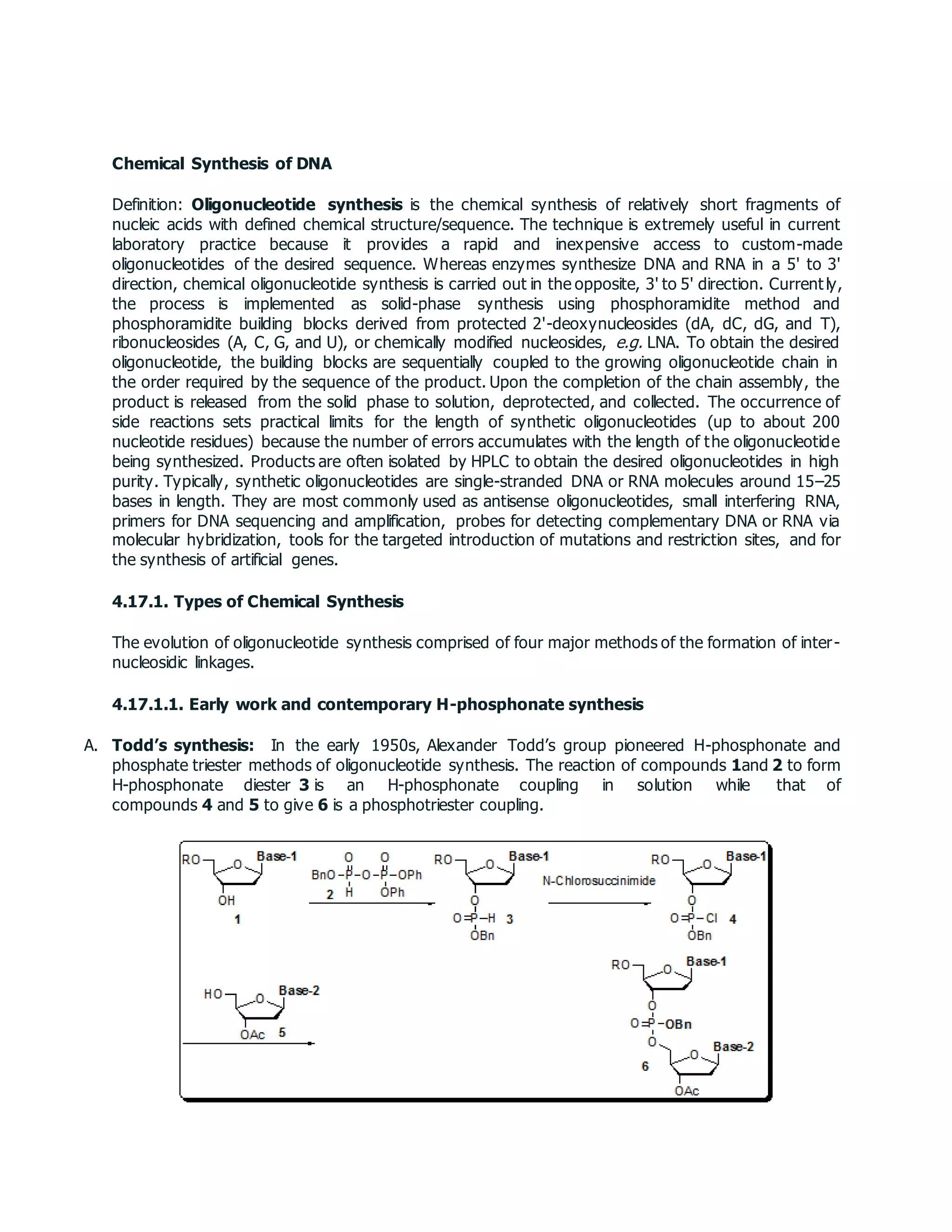 Chemical synthesis of dna | DOCX