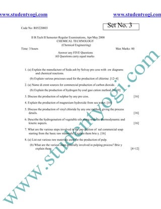 Chemical Technology Jntu Model Paper{Www.Studentyogi.Com} | PDF