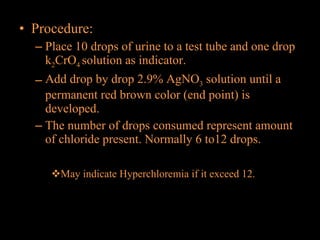 Chemical tests for urine | PPT