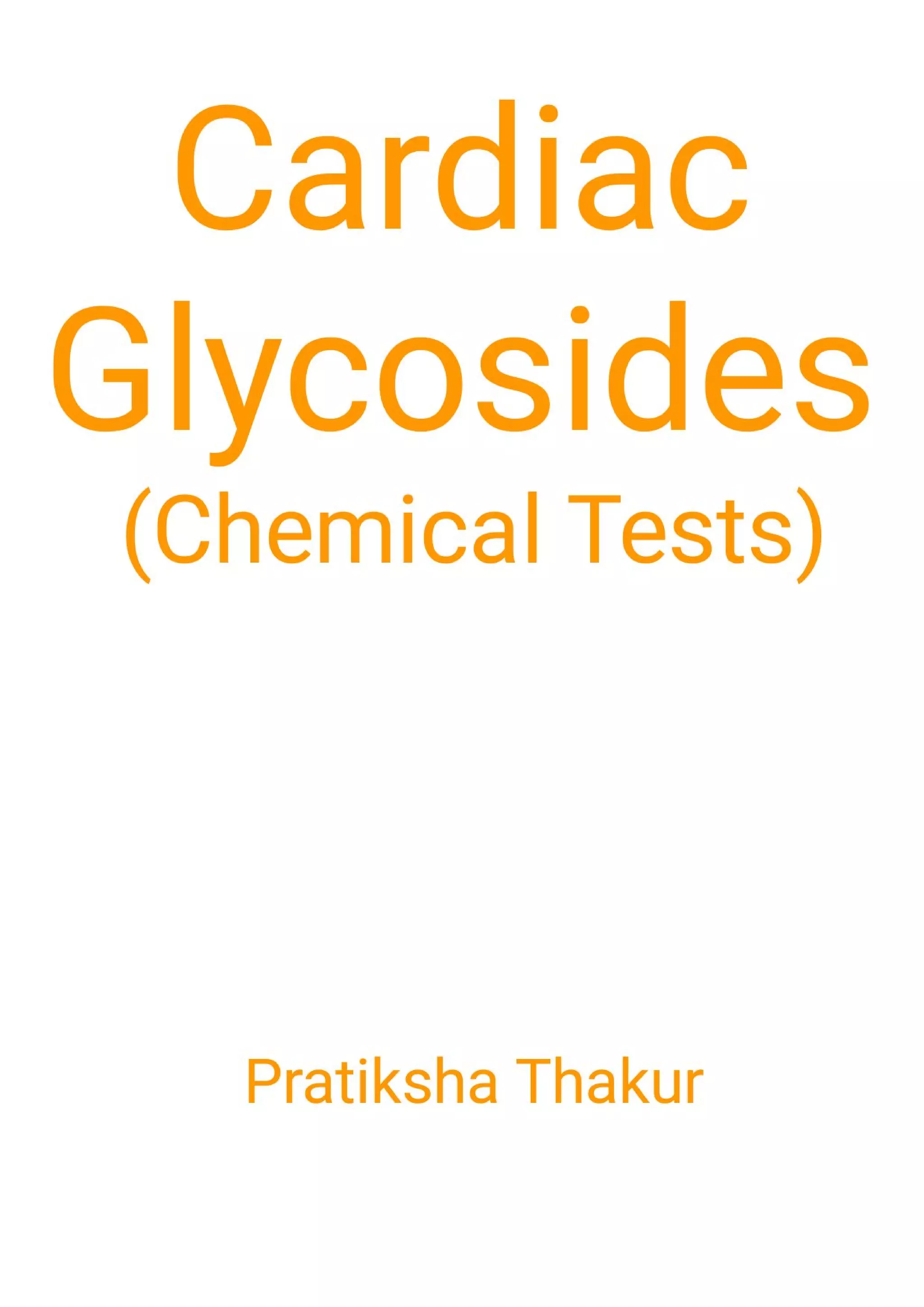 Chemical Tests of Cardiac Glycosides | PDF