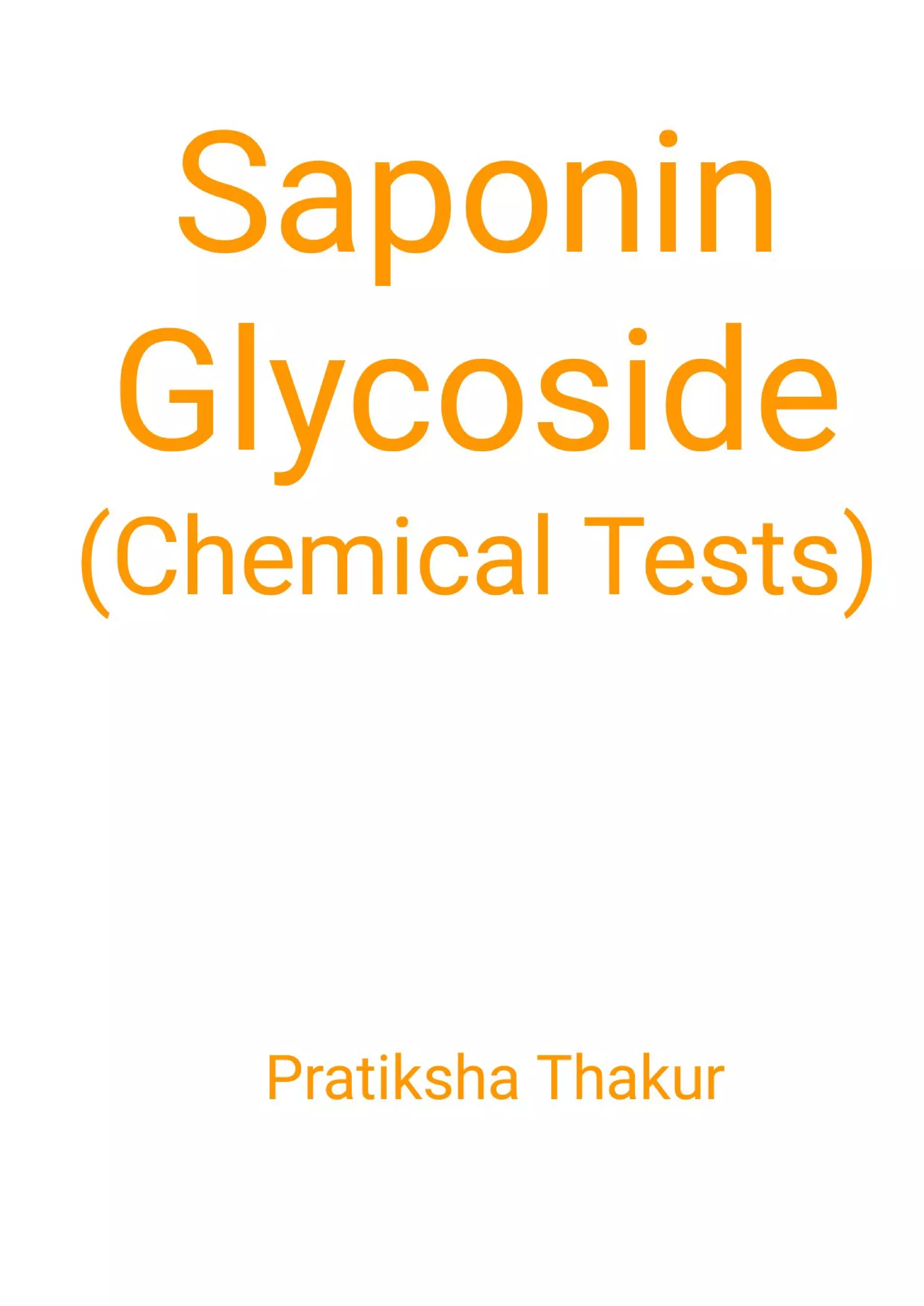 Chemical Tests of Saponin Glycosides | PDF