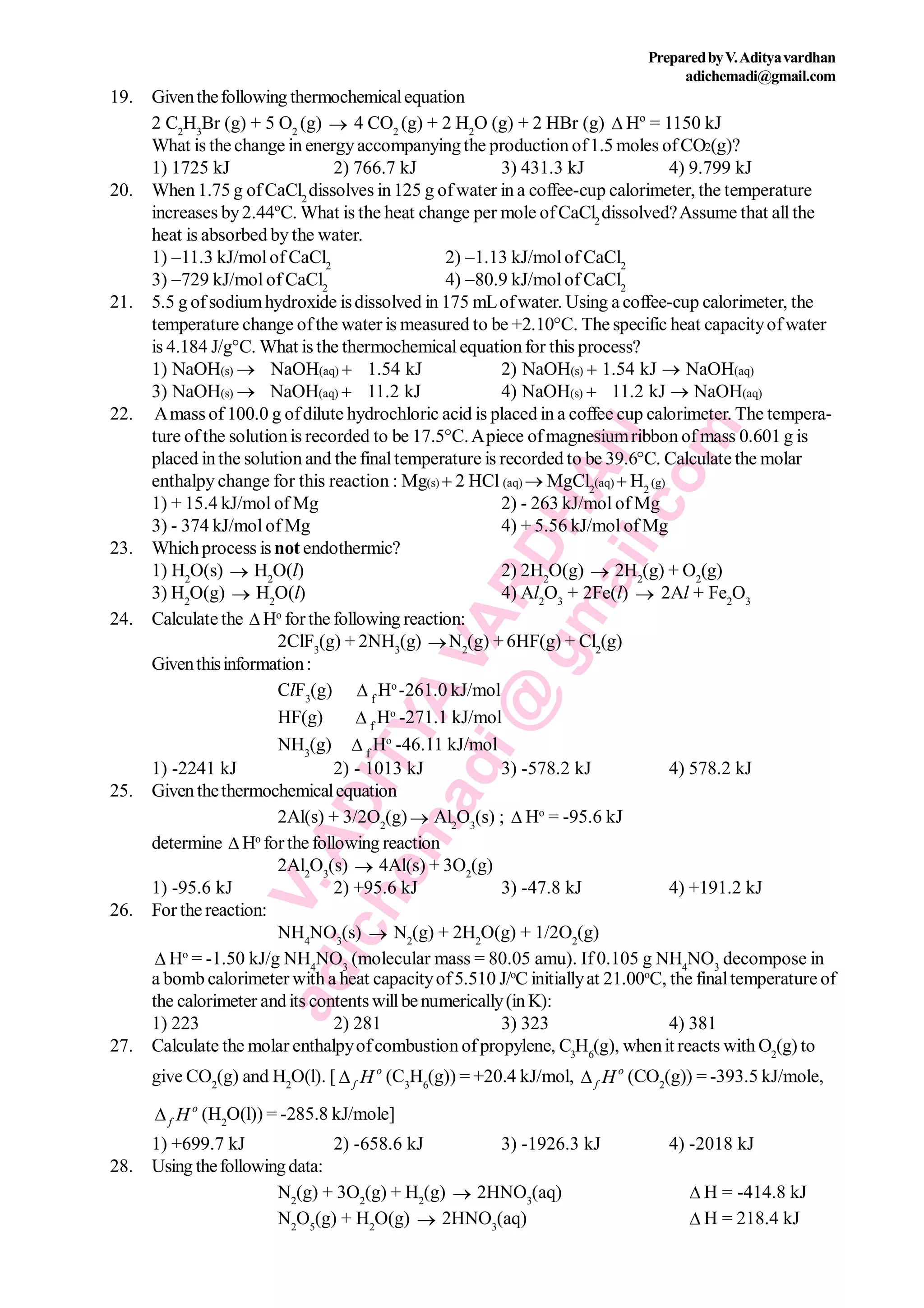 Chemical Thermodynamics Iit Part1 | PDF