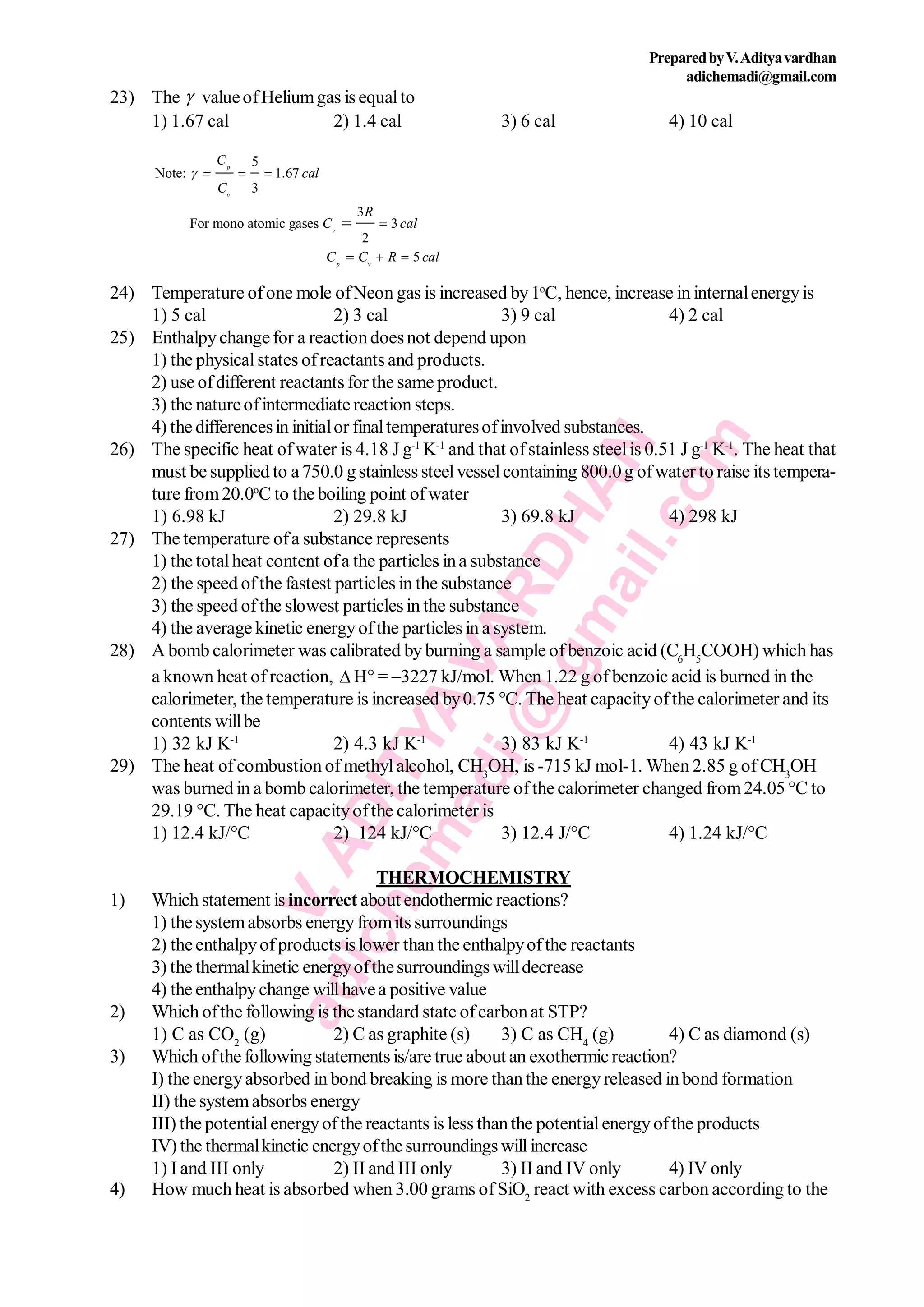 Chemical Thermodynamics Iit Part1 | PDF