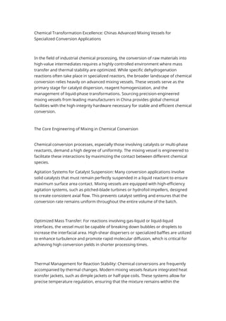 Chemical Transformation Excellence Chinas Advanced Mixing Vessels for ...