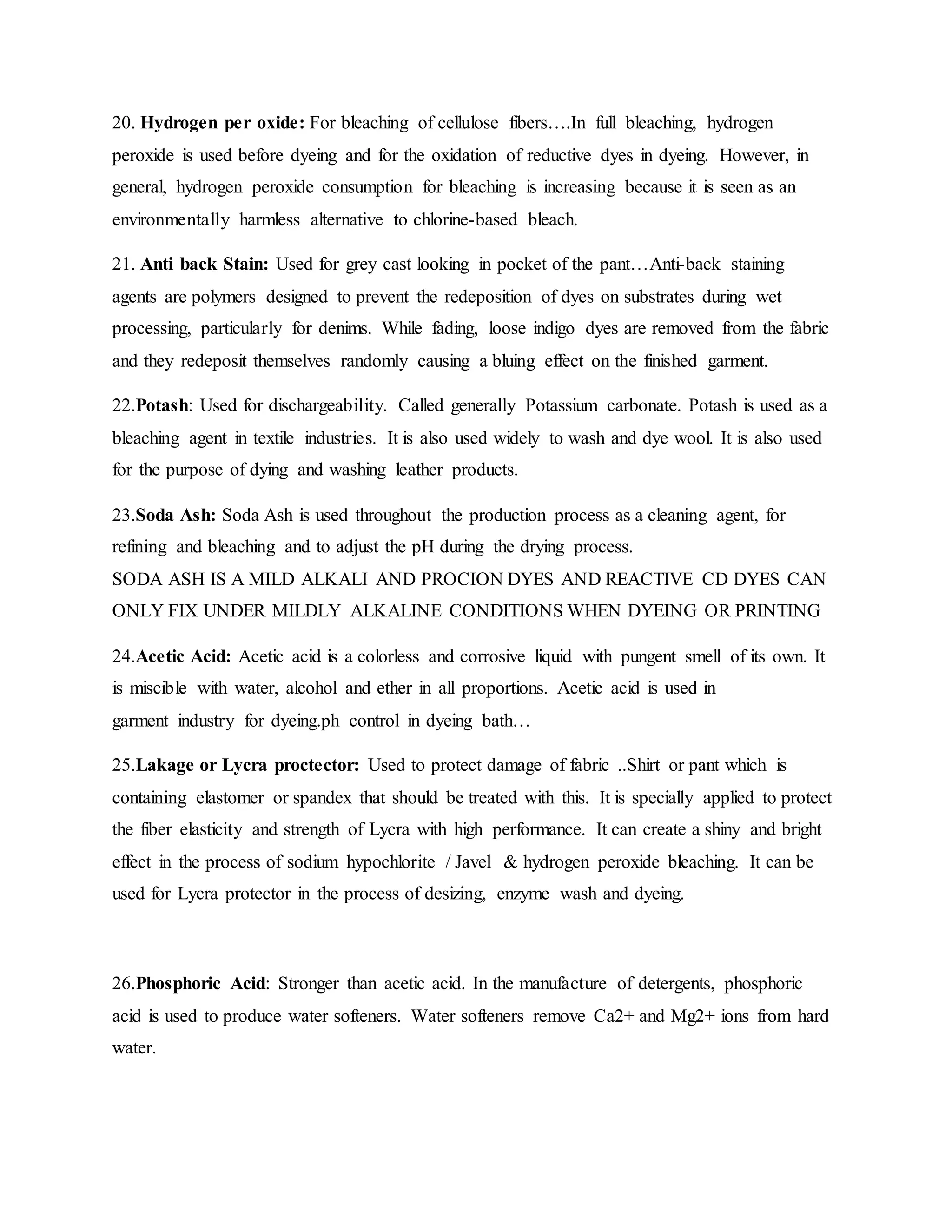 Chemicals Used In Washing | DOCX