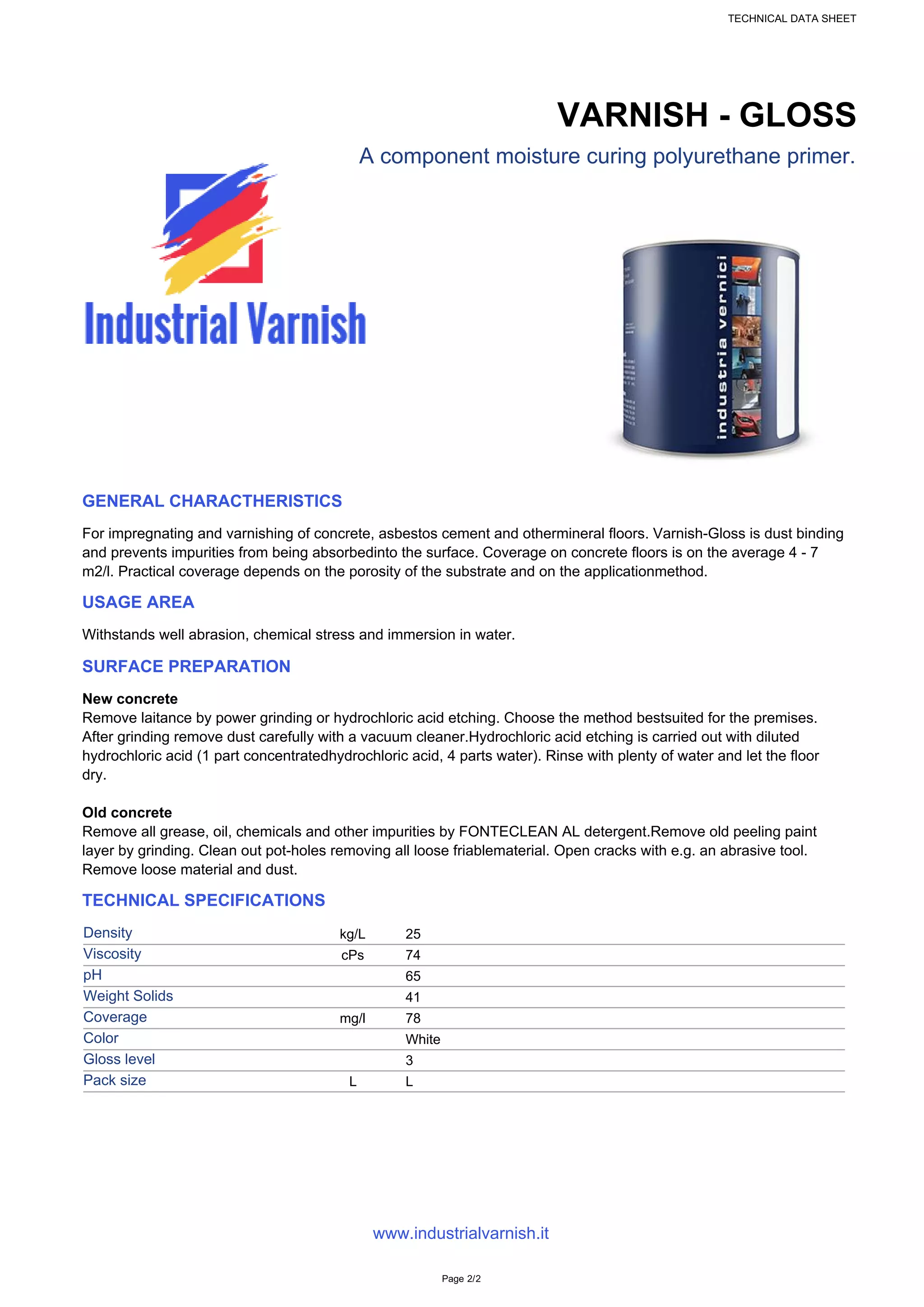 Chemical Varnish Datasheet Template | PDF
