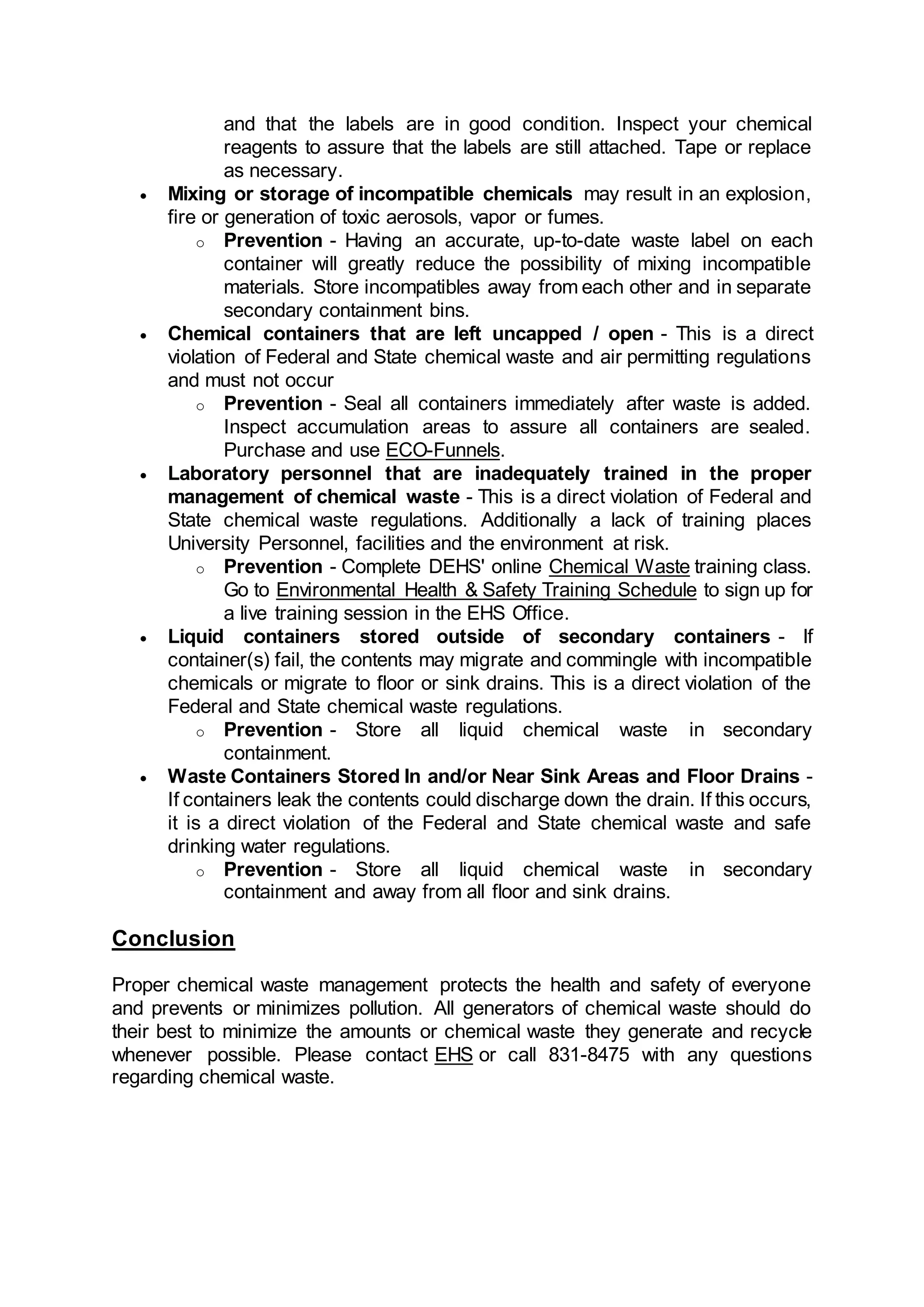 Chemical waste management | DOCX