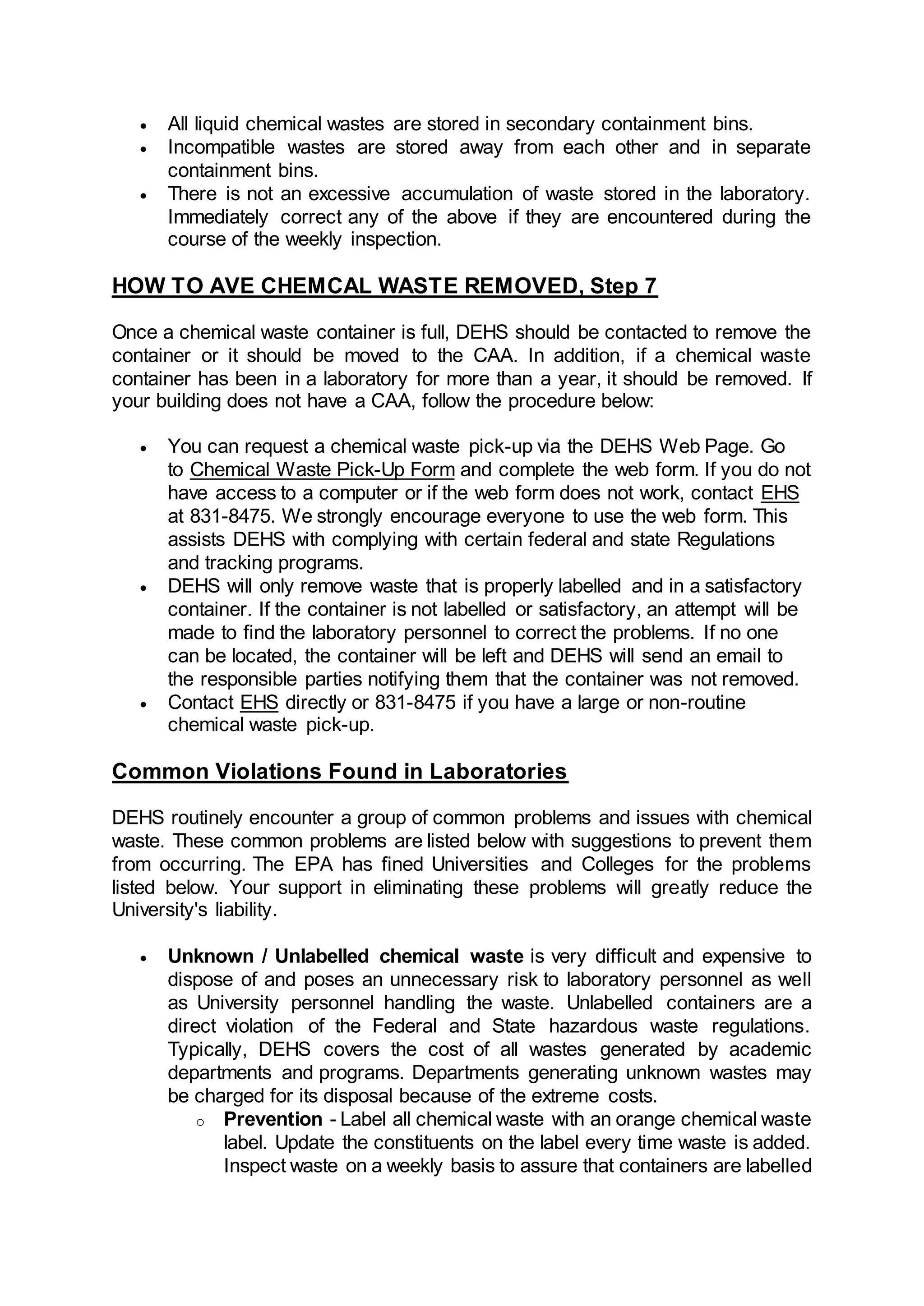 Chemical waste management | DOCX